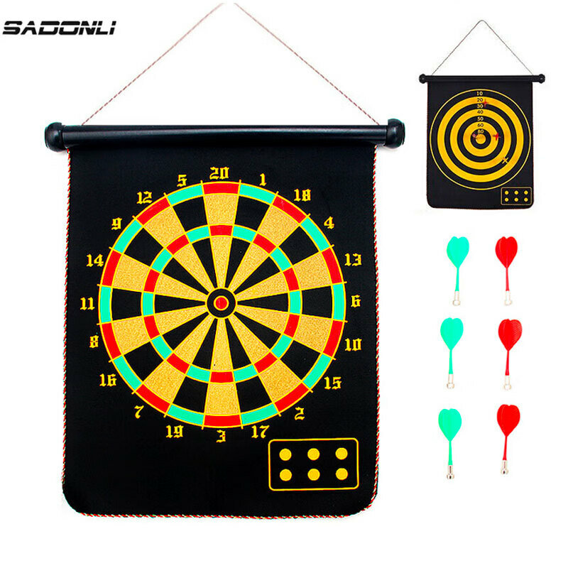 New Power 17-Inch Soft Double-Sided Magnetic Dartboard Set, Children's Gift Toy, Team Building Gift, Includes 6 Darts XD0116