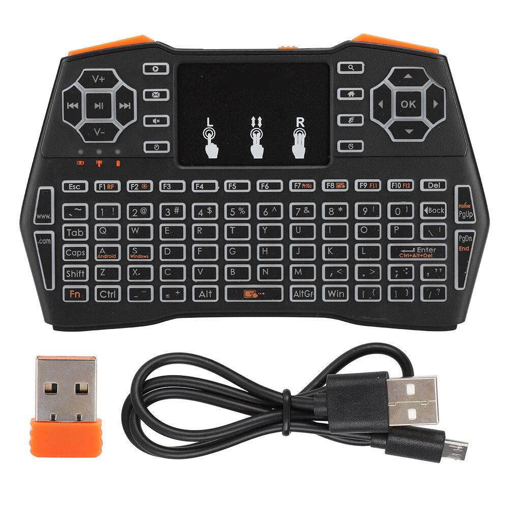 I8PLUS Litthium Battery Led Baitlight Беспроводная многофункциональная мини -клавиатура с сенсорной панелью