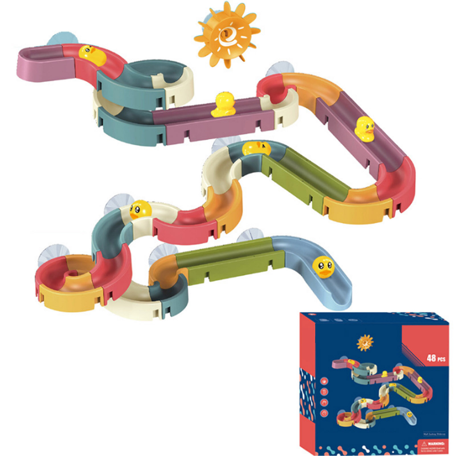 Игрушечная горка для душа в виде милого утёнка, развивающая игрушка для ванной комнаты, набор из 48 предметов (25 шт.)