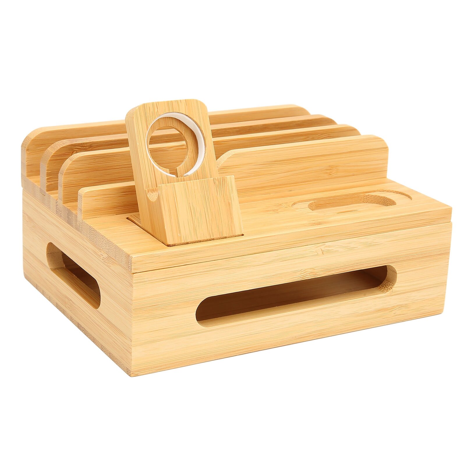 Бамбуковая зарядная станция для нескольких устройств, зарядная док-станция, подставка для телефона, планшета, часов