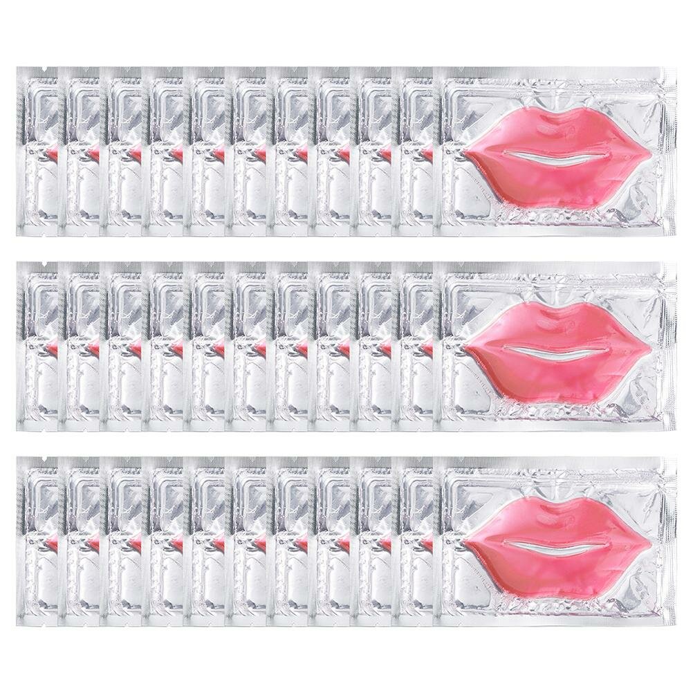 30 шт. гелевых коллагеновых патчей для губ. Увлажняющие патчи для губ с кристаллами. Укрепляющие патчи для ухода за губами.