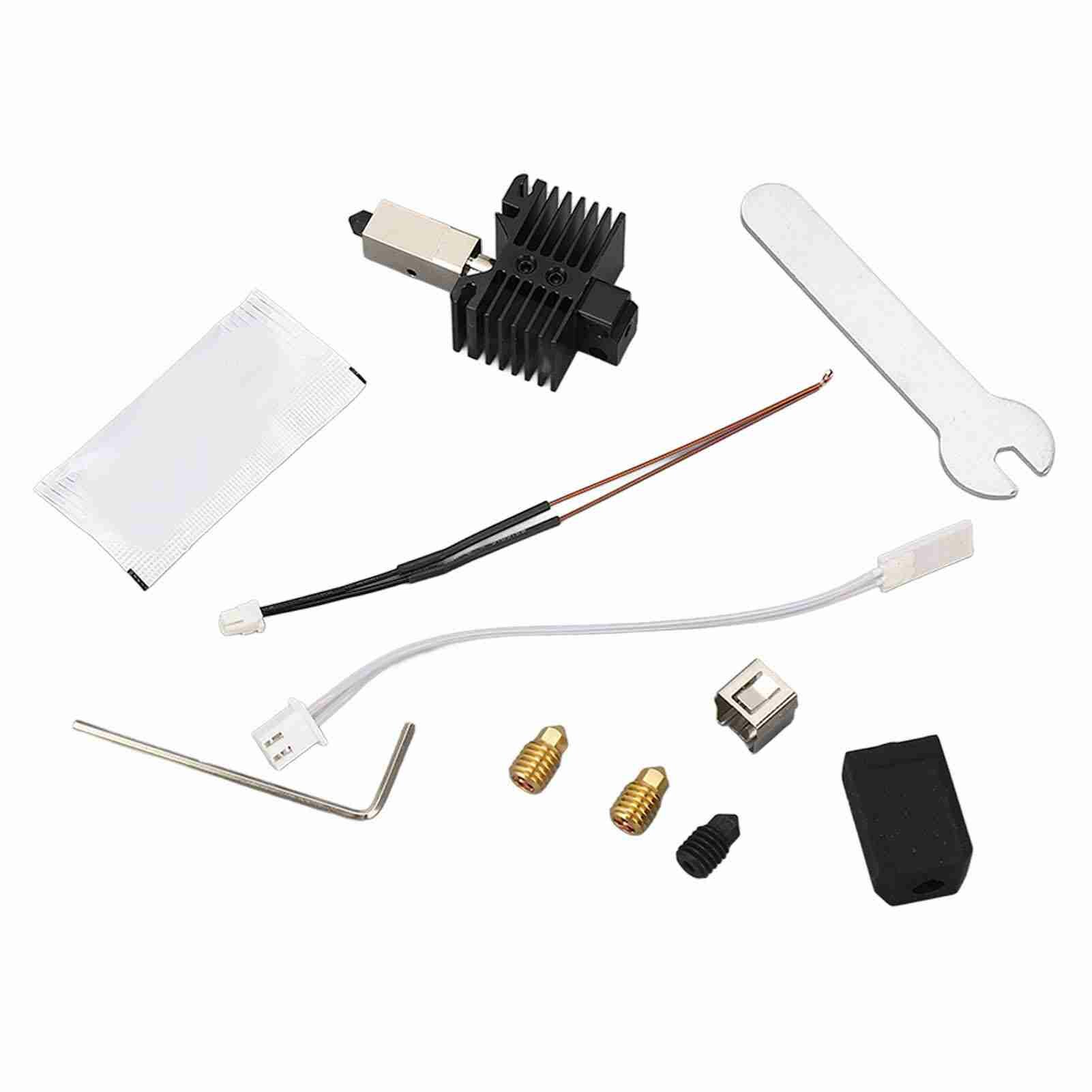 Комплект Горячего Конца Экструдера для 3D-принтера Bambu Lab X1 P1P X1 Carbon Type 4 с Горячим Концом 1.75mm 0.4mm, Стальным Насадком 1.75mm 0.4mm, Сеткой Слесарными Инструментами, Силиконовым Мастерием, Герметиком, Керамической Пластиной, Проводом