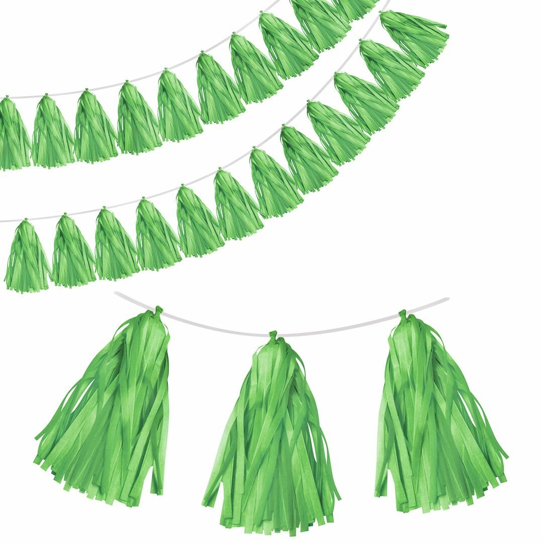 Гирлянда-дождик Волна веселья Тассел цвет зеленый, 35х12 см 12 листов
