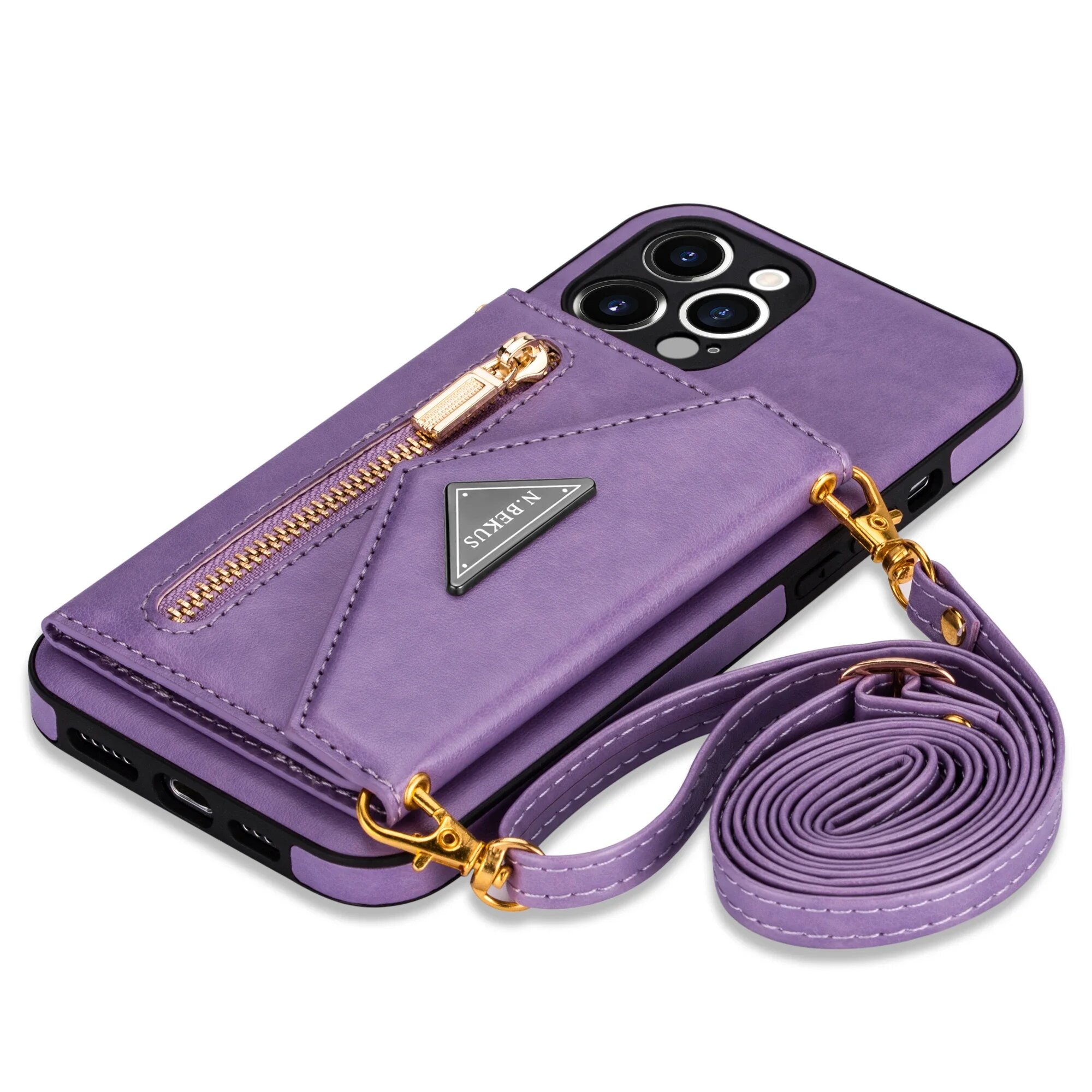 Кожаный Чехол-кошелек Для iPhone С Держателем Для Карт И Фиолетовый, Violet, For iPhone 14Pro Max