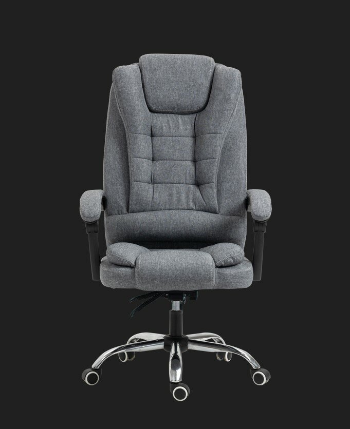 Кресло офисное льняная ткань с массажем и подставкой для ног