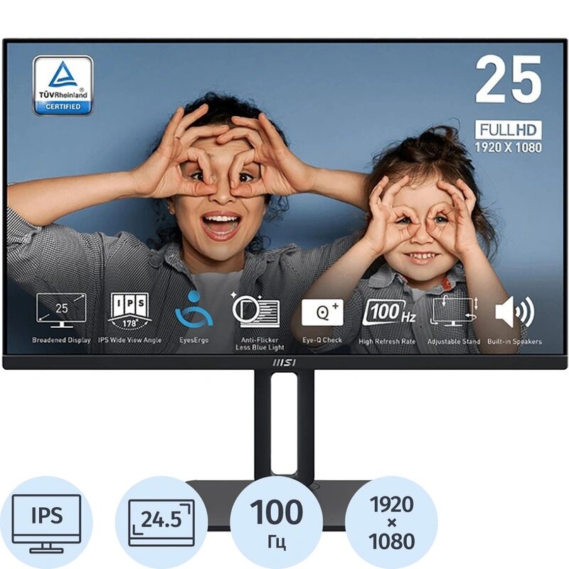Монитор MSI PRO MP251P (9S6-3PC29M-033)24,5/FHD/IPS/100Hz/300cd/4ms