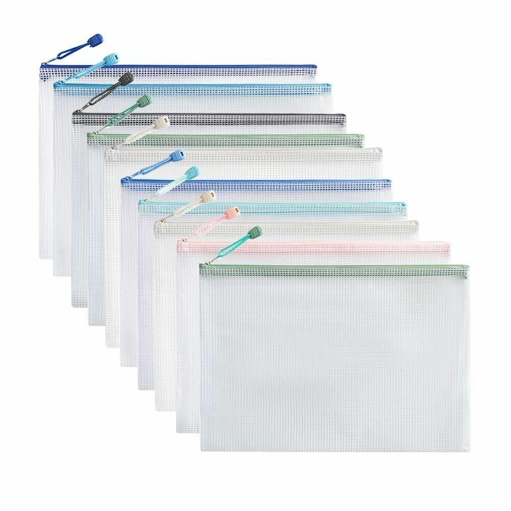 10 шт. Прозрачный сетчатый пакет для документов