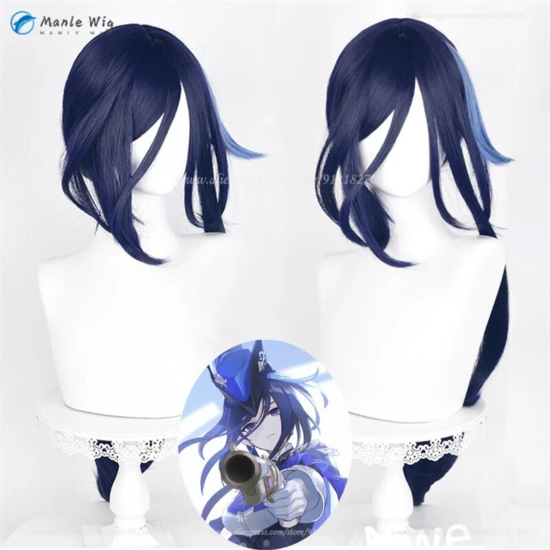 Манле Кос парик для косплея Клоринде синий 80 см wig only