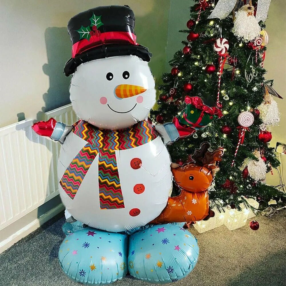 Воздушный шар 3D стоящий Снеговик, 73x105 см, Новый год 2025, рождественское украшение, 1 шт.