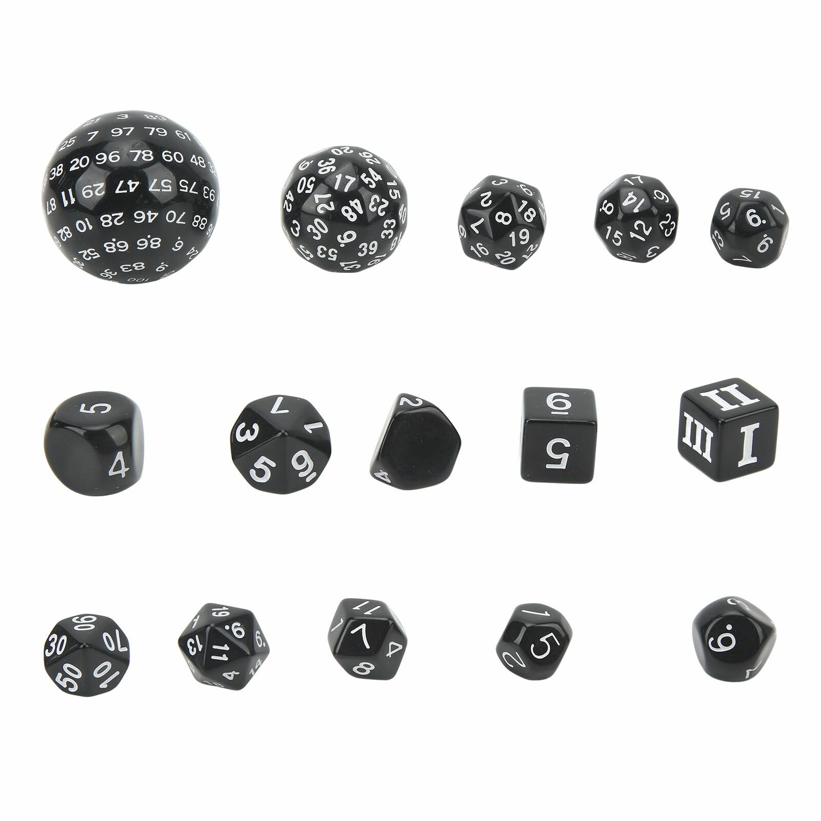 15 шт акриловые кубики D3-D100 черно-белые
