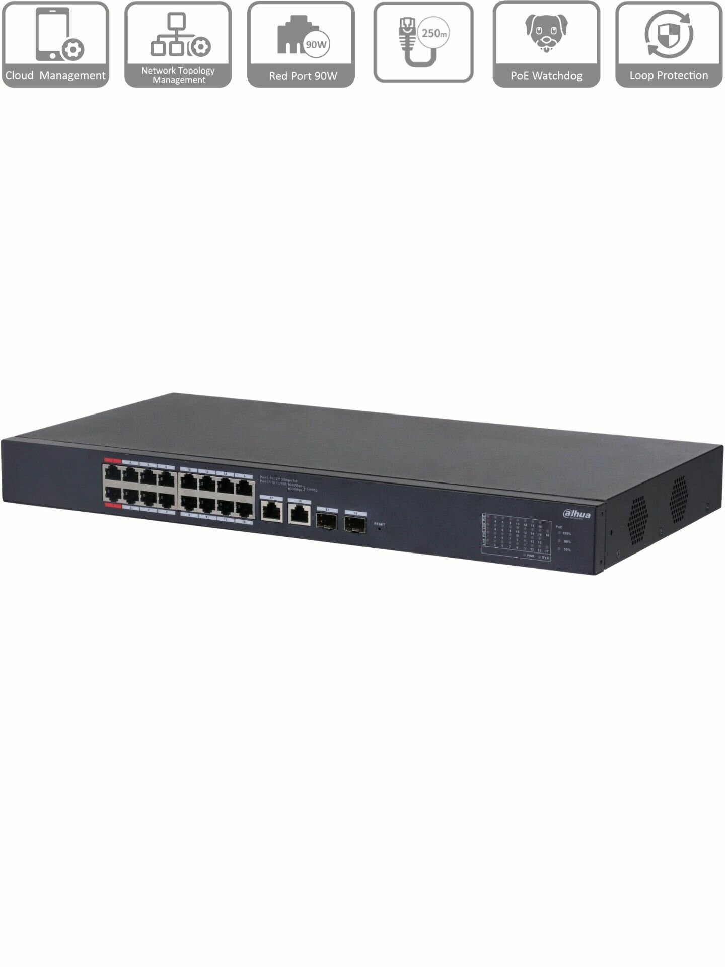 Dahua DH-CS4218-16ET-240 16-портовый управляемый коммутатор с РоЕ