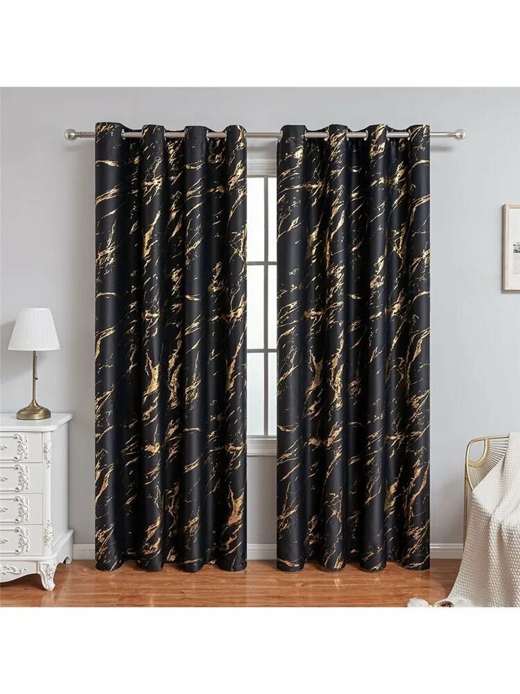 Штора 140х260 см черный, золотой