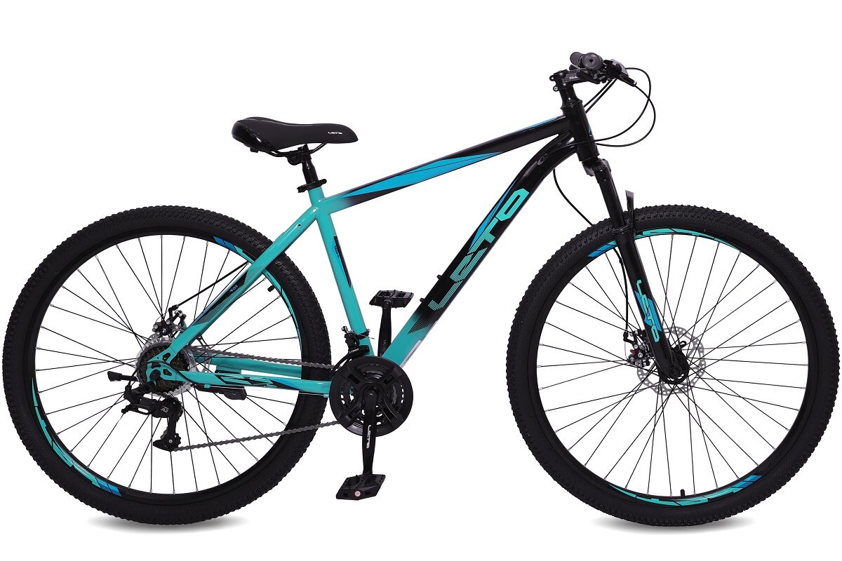 Велосипед 29" LETO FOX, сталь, рама 19", 21-ск, черный/бирюзовый