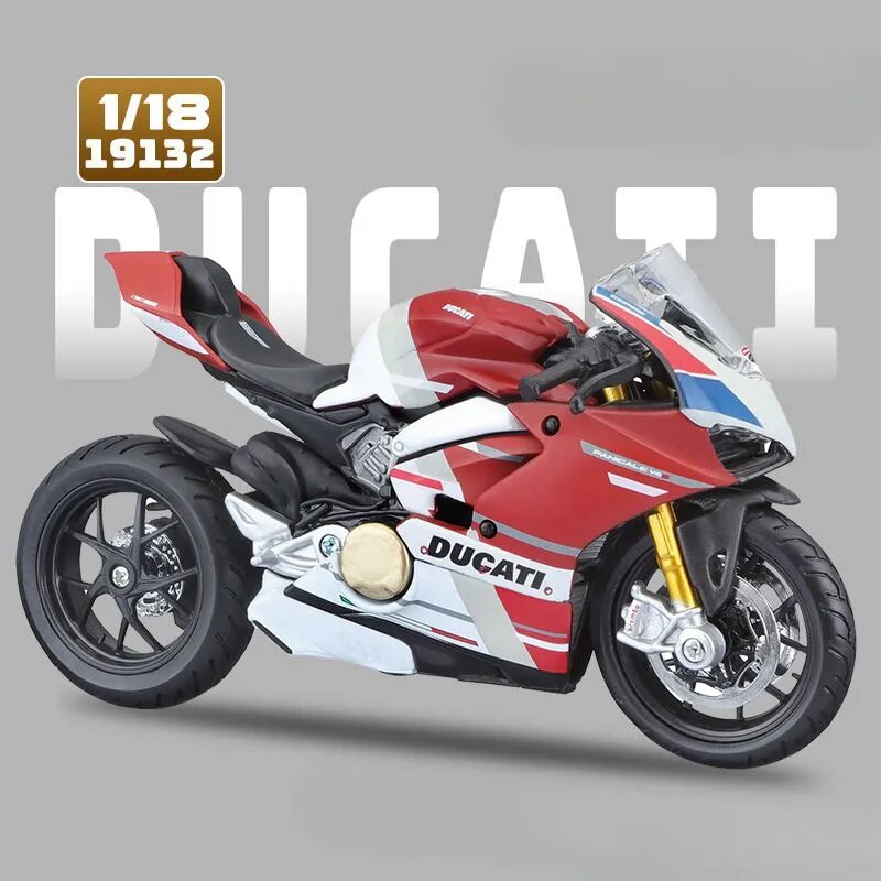 Мотоцикл игрушечный DUCATI 1:18 Panigale V4 Superleggera, Белый, 12 см, ABS пластик, Алюминиевый сплав — фото 1
