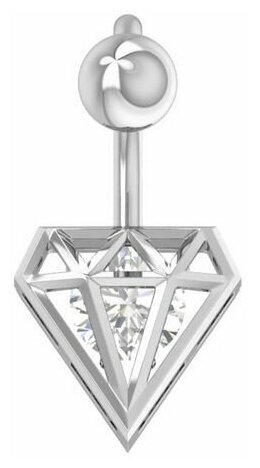 Пирсинг, серебро, 925 проба, фианит