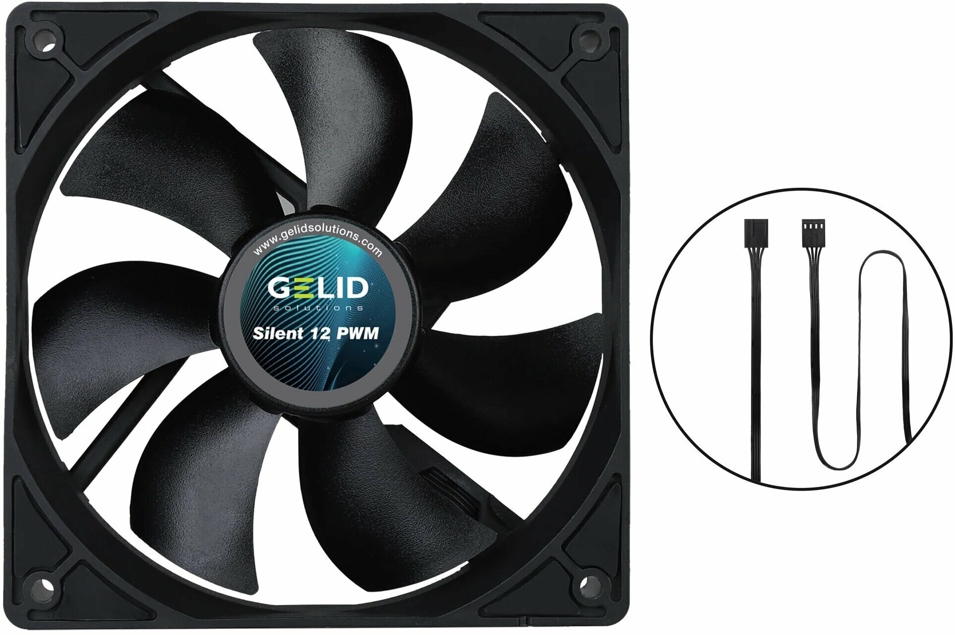 Вентилятор 120x120x25 GELID Solutions Silent 12 BLACK, PWM, 750-1600rpm, 25.5dB(M), 0.25A, HB, [FN-PX12-16)