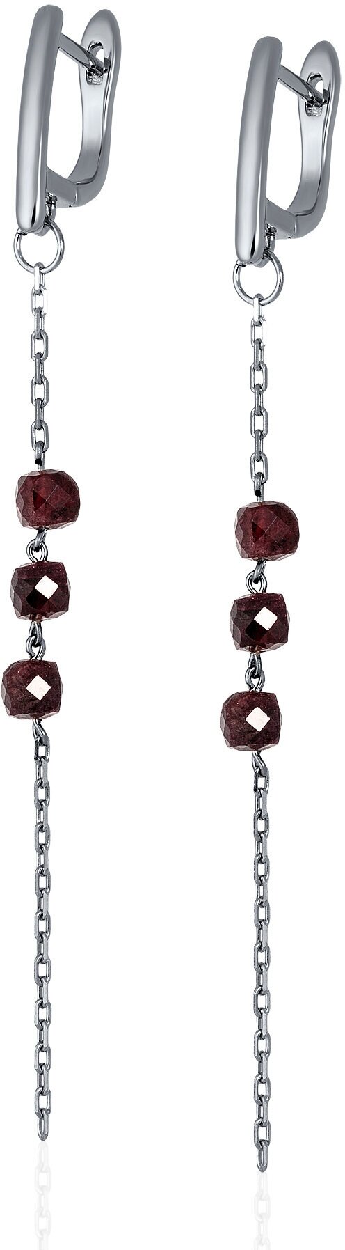 Серьги с подвесками, гранат