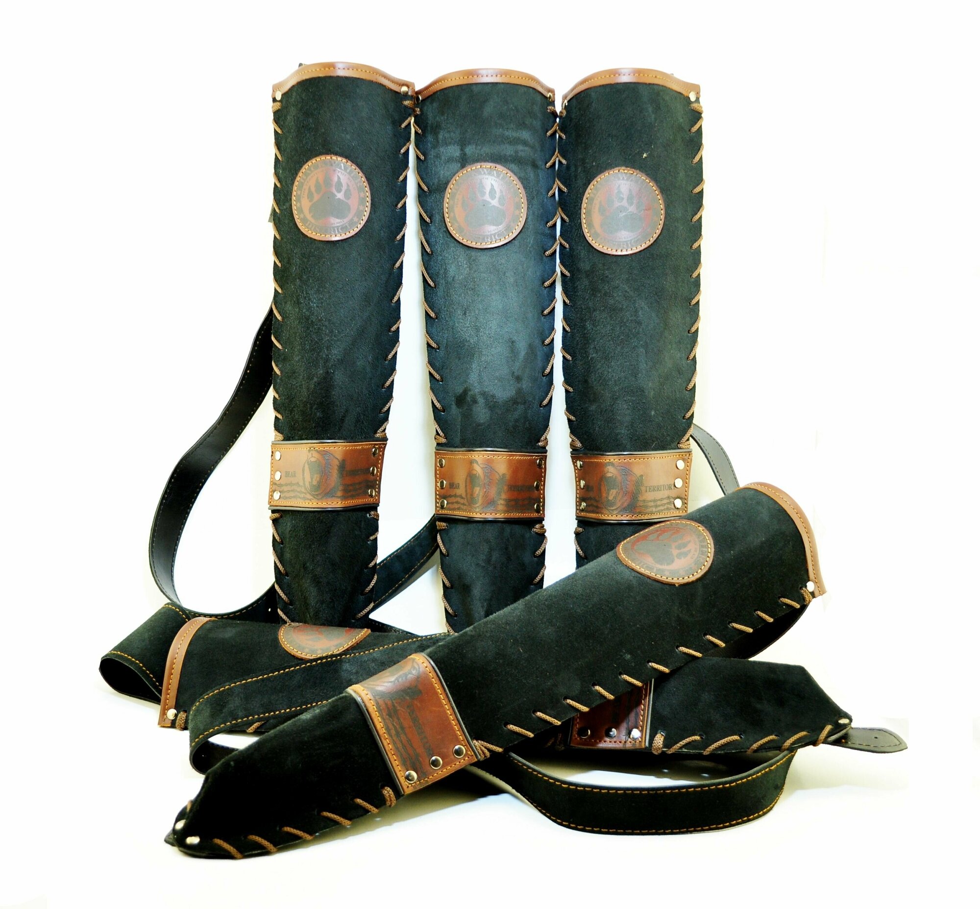 Заплечный колчан для стрел Шатун из натуральной кожи замши чёрный