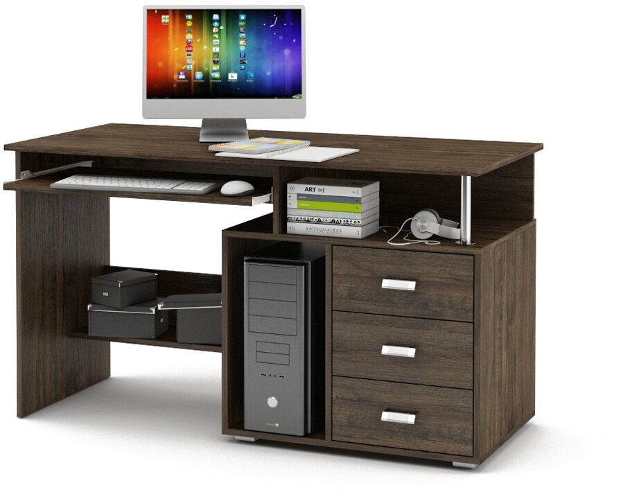 Стол компьютерный "Имидж (Арсенал) 60", 130x60x75 см, отделение для системного блока