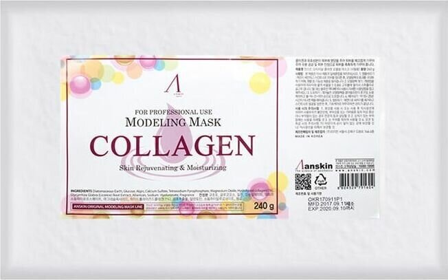 Укрепляющая альгинатная маска с коллагеном (пакет) Anskin Original Collagen Modeling Mask / Refill (240 гр)
