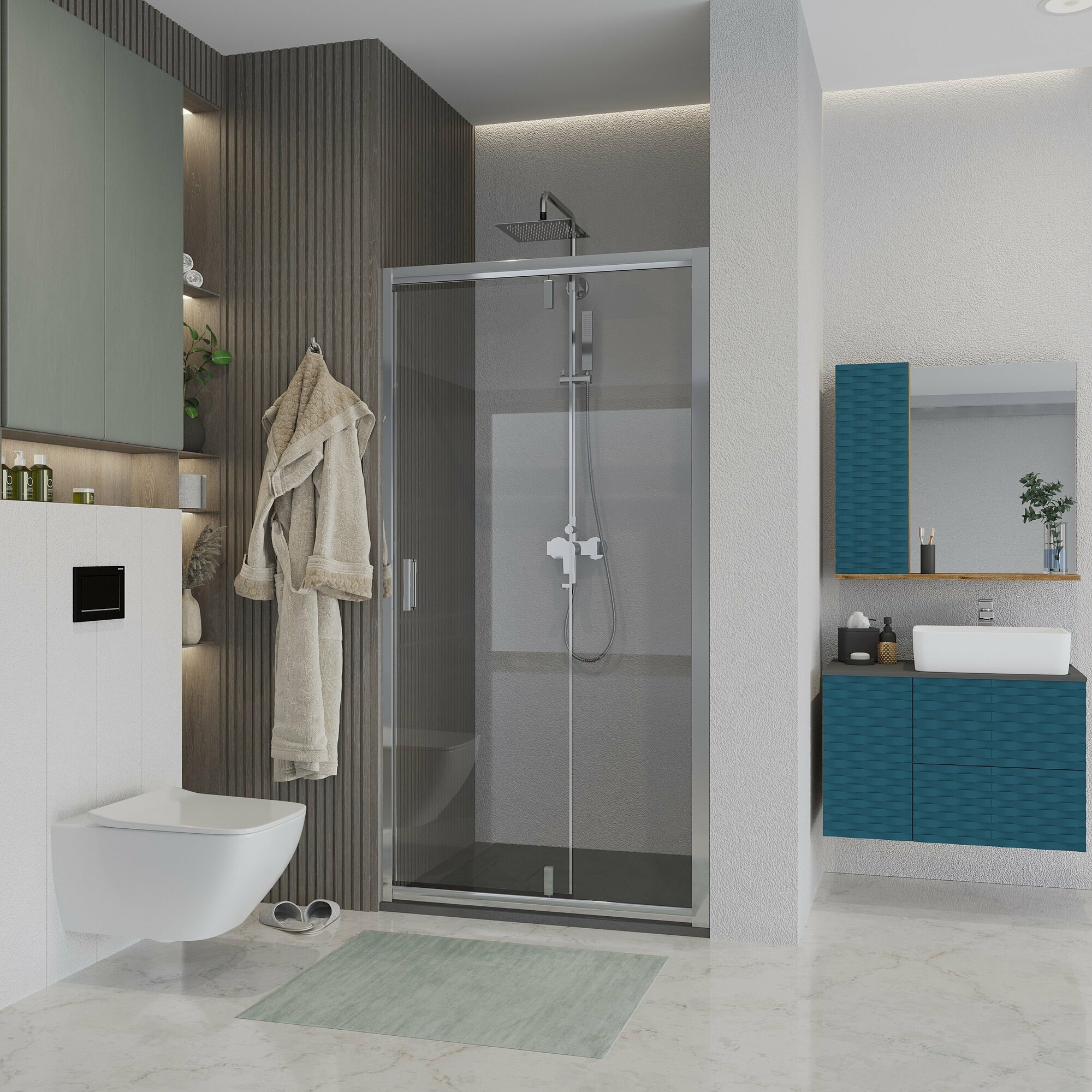 Душевая дверь Niagara 90х190 NG-63-9A распашная, стекло прозрачное, профиль хром