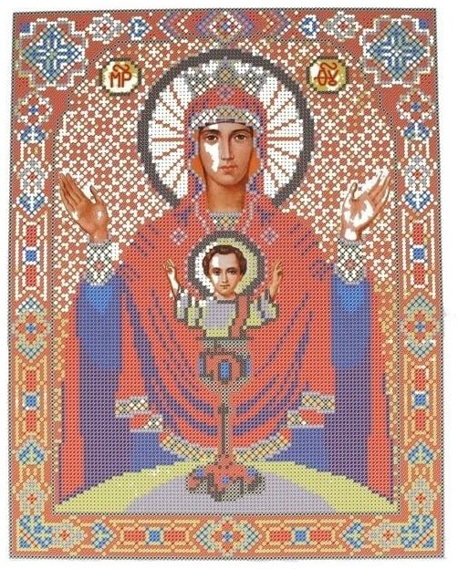 Канва/ткань с рисунком Нова Слобода №1 для вышивания бисером формат А3 26 см х 35 см БИС 1213 "Богородица Неупиваемая Чаша"