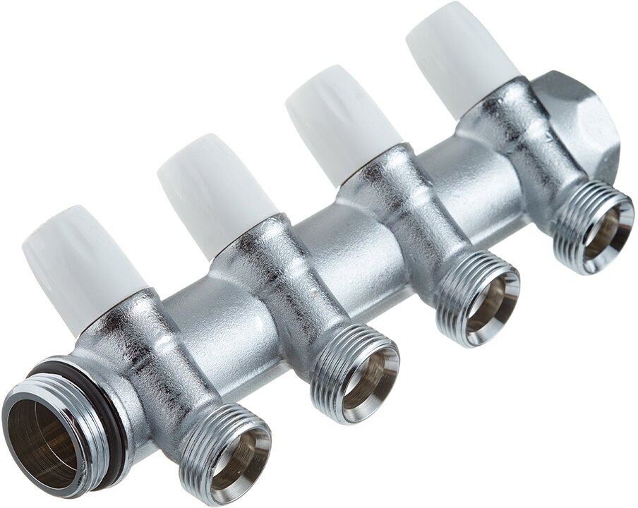 Коллектор Tiemme 1 ВР(г) х 4 выхода 3/4 НР(ш) ЕК х 1 НР(ш) регулируемый (1860019/1877K50060504)