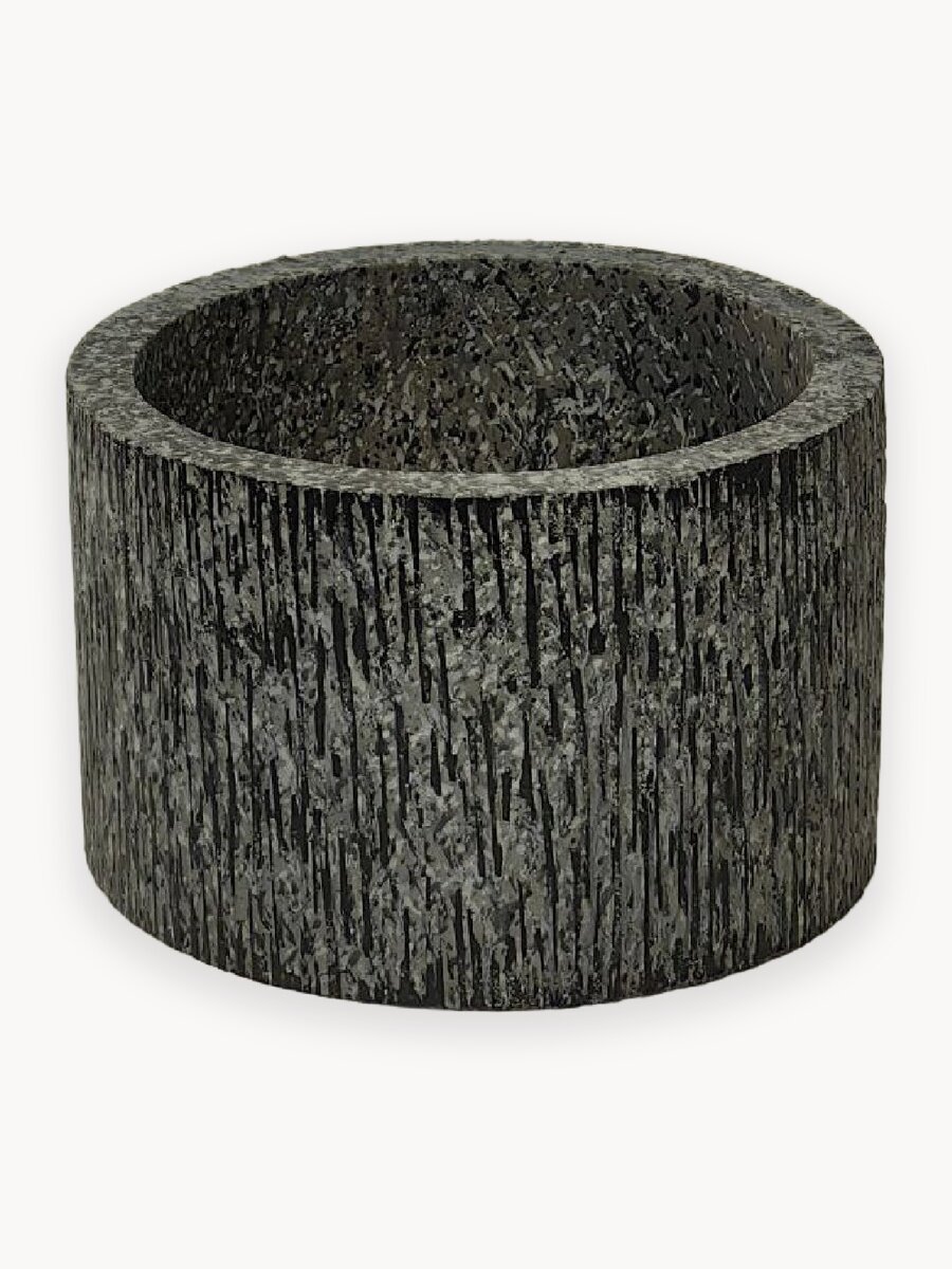 Кашпо декоративное BARABASH, бетон, Фактура "Дерево", цвет темно серый, 24х15 см