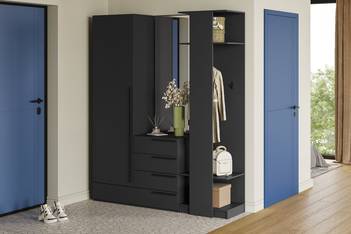 Прихожая Лорена Пакс-6 Черный для одежды 150*198*40.4