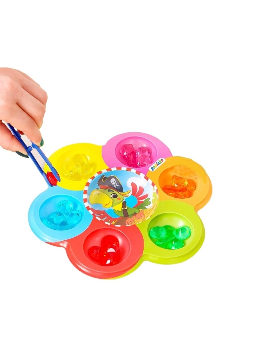 Zabiaka. Сортер на 6 цветов "Сокровища капитана Флинта/пиратов" с пинцетом арт.4004711