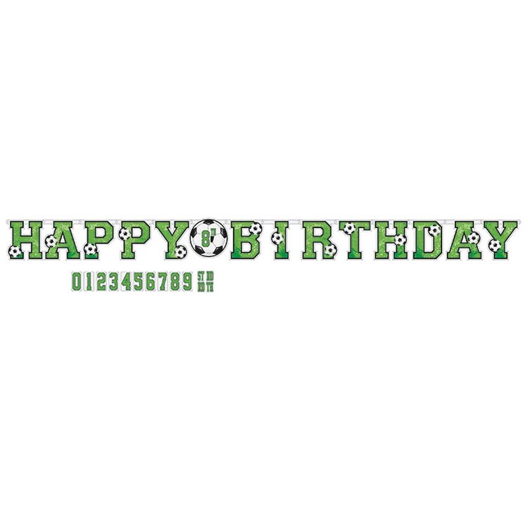 Гирлянда декоративная КНР Happy Birthday, футбол, цифры от 0 до 9, 3.2 м