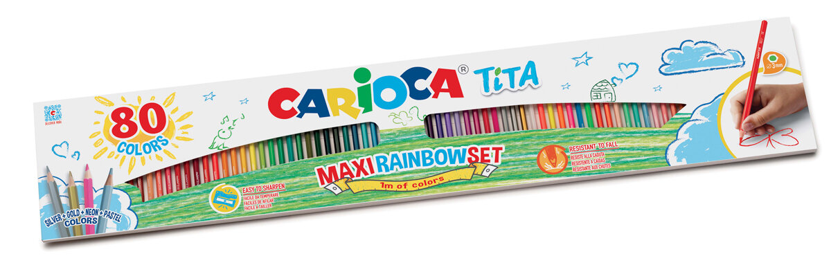 Карандаши цветные пластиковые заточенные "Carioca" "Tita" 80 цветов 42890
