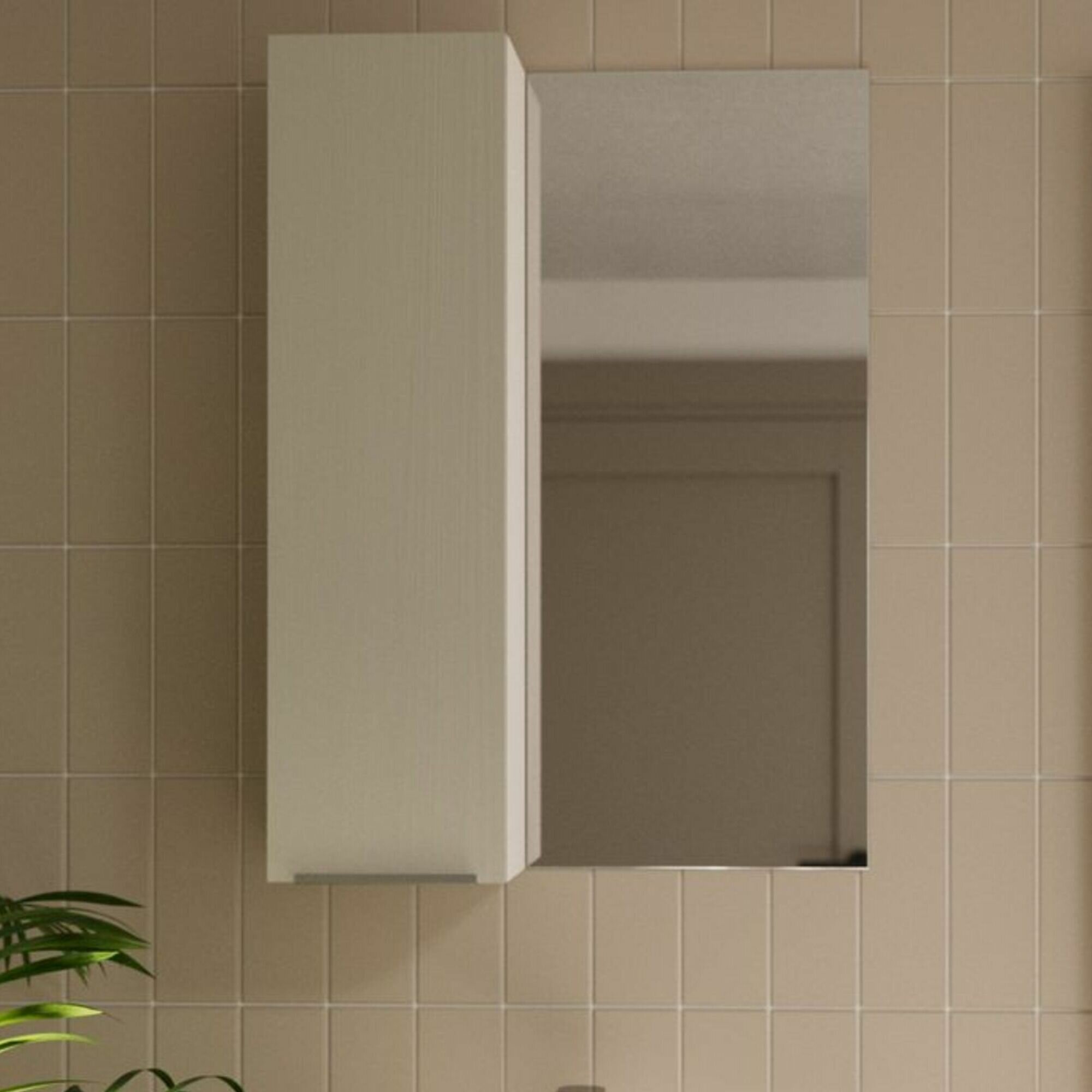 Шкаф-зеркало навесной для ванной Leman Gentau 50, МДФ/ЛДСП (джунгарское дерево)