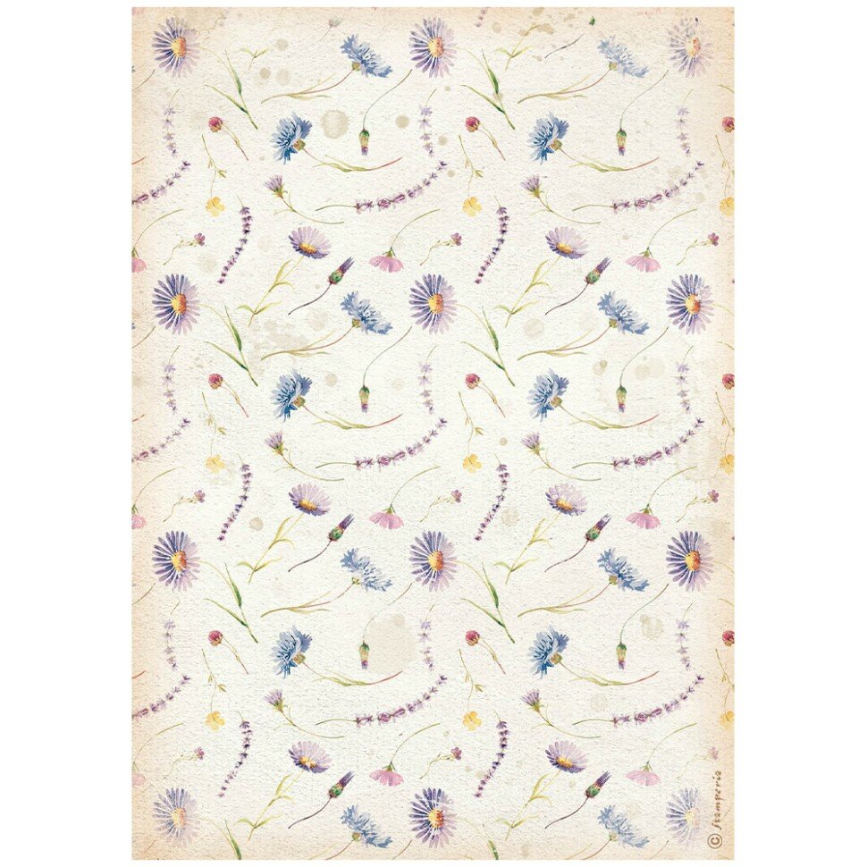 #DFSA4742 Бумага рисовая "Create Happiness Welcome Home fiori blu" 21 х 29.7 см (А4) Stamperia 1 лист