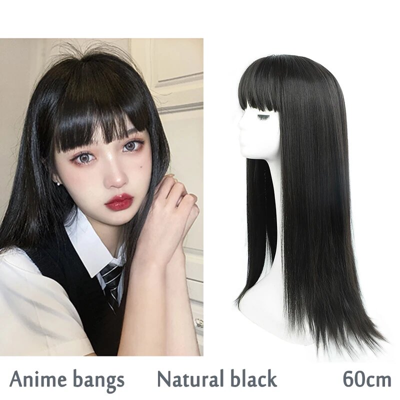 Allaosify прямой косплей парик Лолита черный золотой розовый Natural black