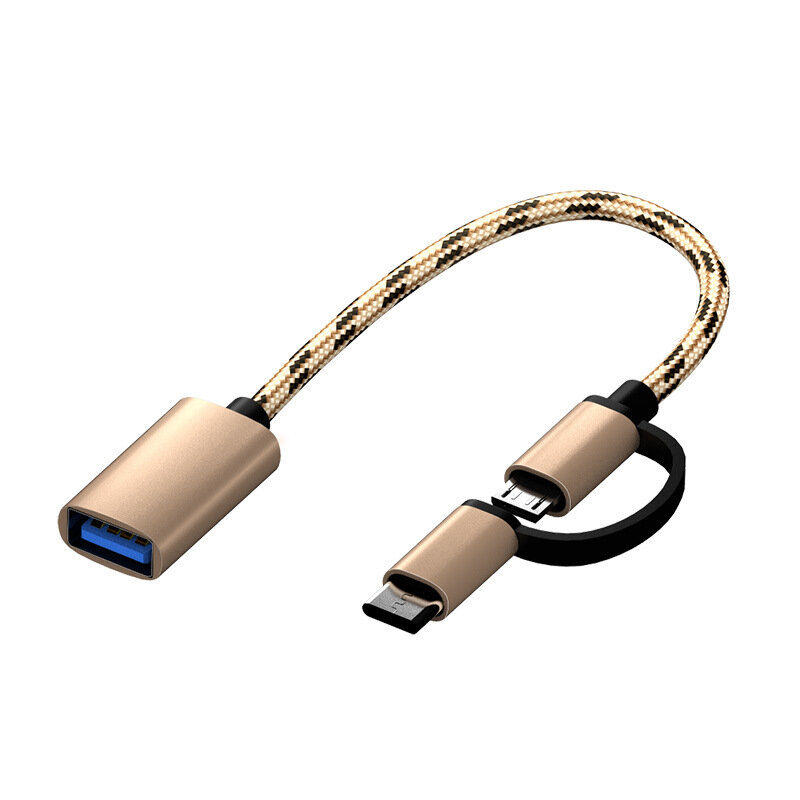 Браслетный OTG-кабель с Type-C и Micro USB для смартфонов Huawei, Xiaomi, OPPO, Vivo и планшетов, желтый
