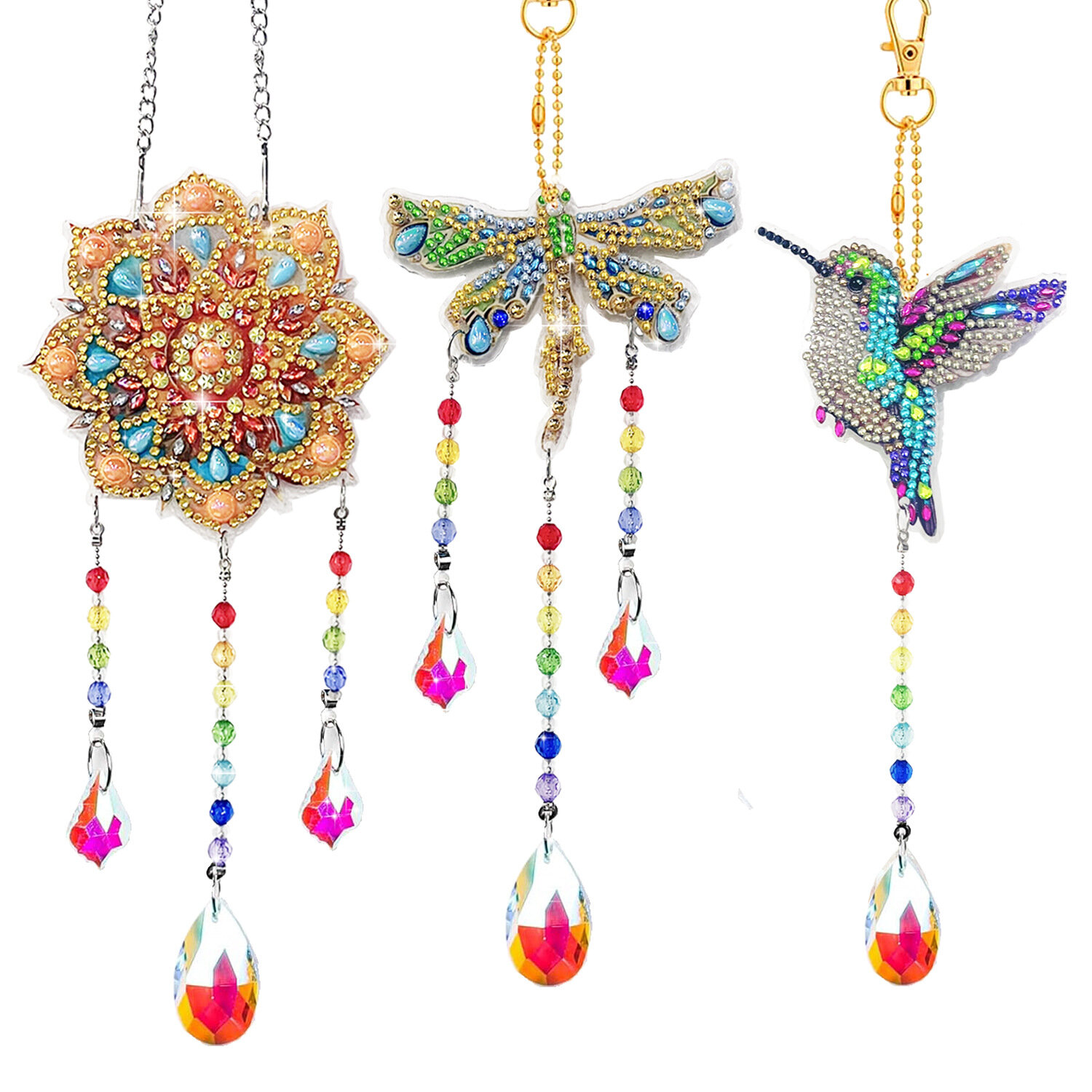 3 кусочка 5D хрустальных подвесок, алмазная живопись, колокольчики, новые наклейки 2025 года, декоративные подвески