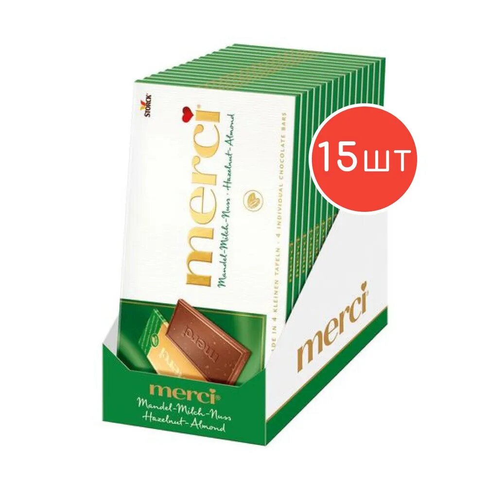 Merci Шоколад лесной орех и миндаль 100 гр 15 шт