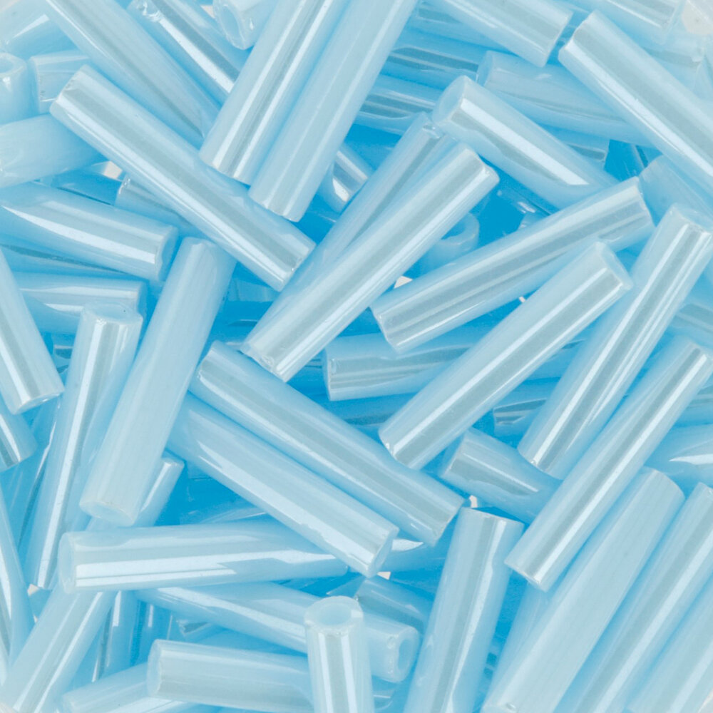 Бисер TOHO Bugle, размер 9мм, цвет #124 (Непрозрачный глянцевый, бледно-голубой), 10 грамм