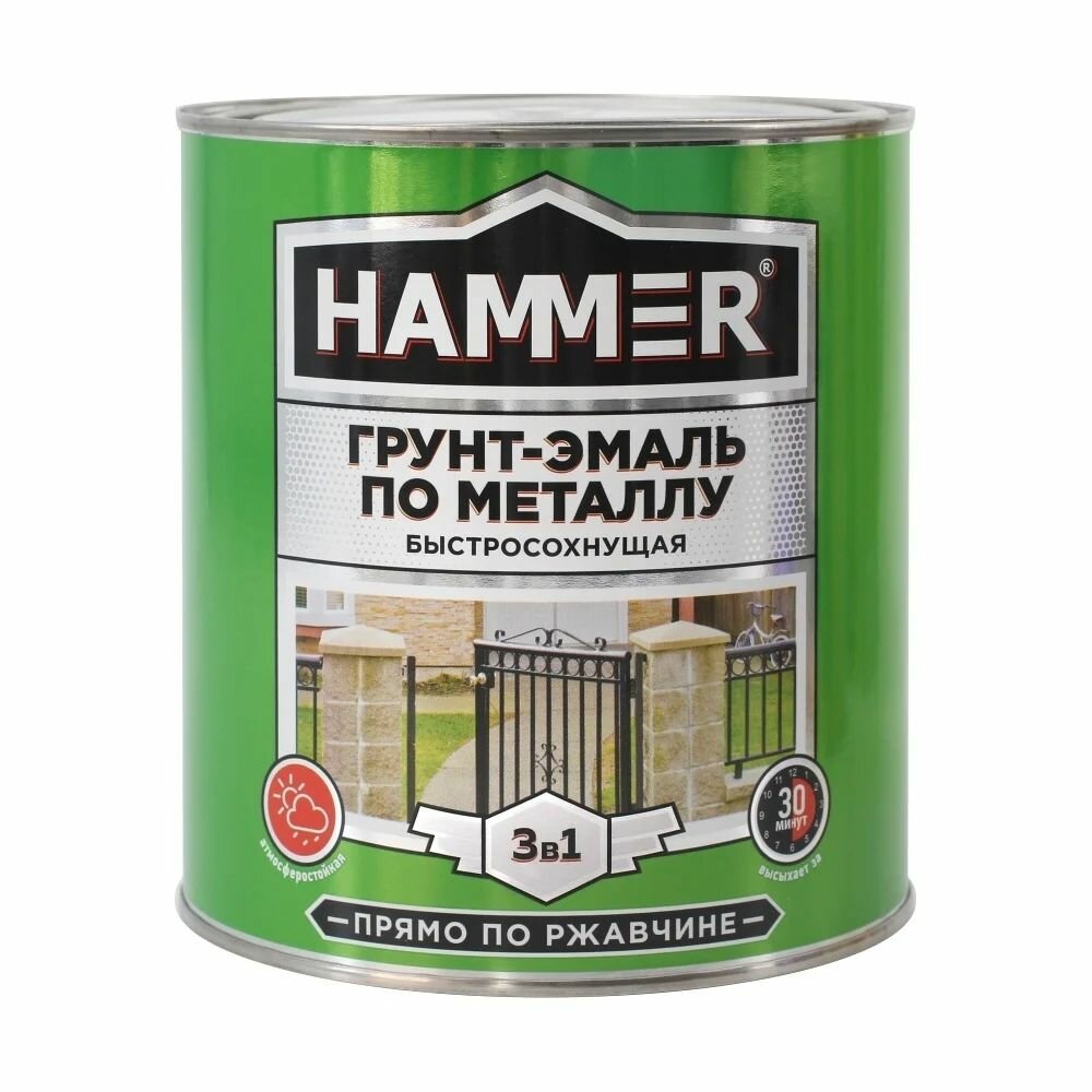 Грунт-эмаль по металлу HAMMER 3в1 б/с белая 2,7 кг ЭК000125861