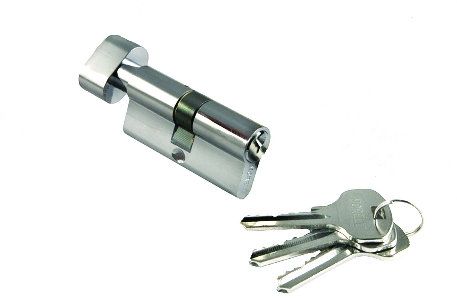 Личинка для замка с вертушкой, цилиндровый механизм Morelli 60C PC c заверткой 60CK/ключевой хром