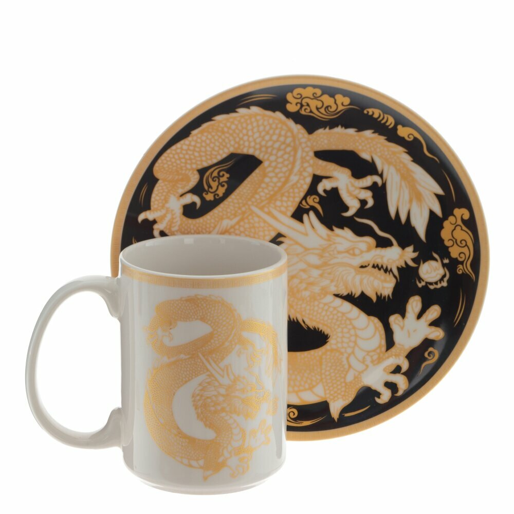 Набор символ года Дракон Кружка с тарелкой, 500 мл, 20х20х13 см KSM-794338
