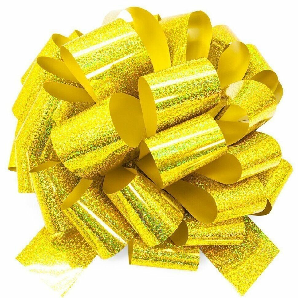 Бант Шар, Золото, Голография, 36 см, 1 шт.