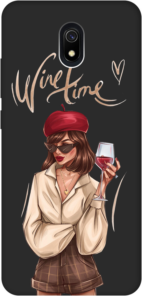 Матовый чехол Wine Time для Xiaomi Redmi 8A / Сяоми Редми 8А с 3D эффектом черный