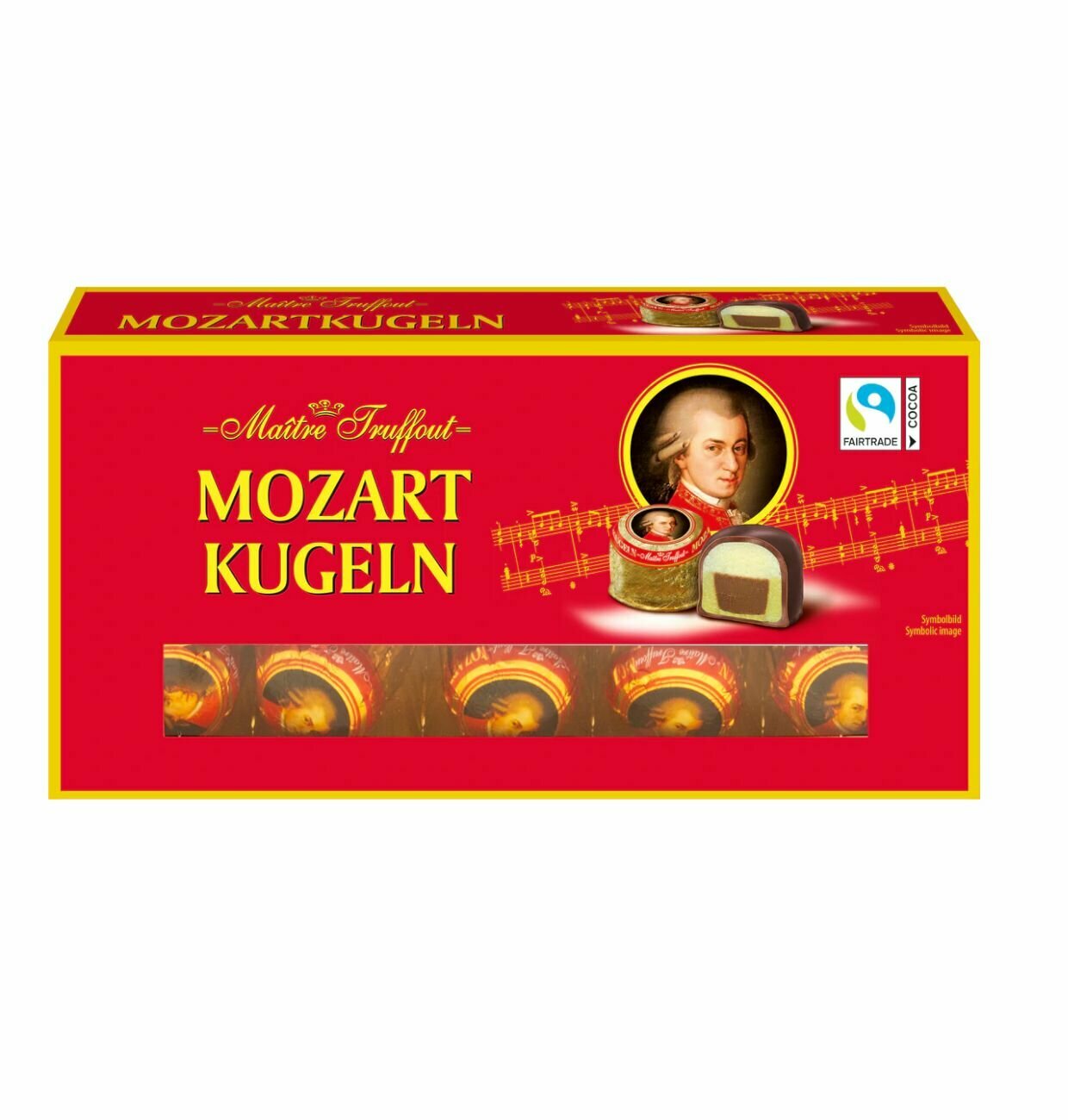 Конфеты шоколадные "моцарт" с классическим и фисташковым марципаном, 0,20кг, Maitre Truffout