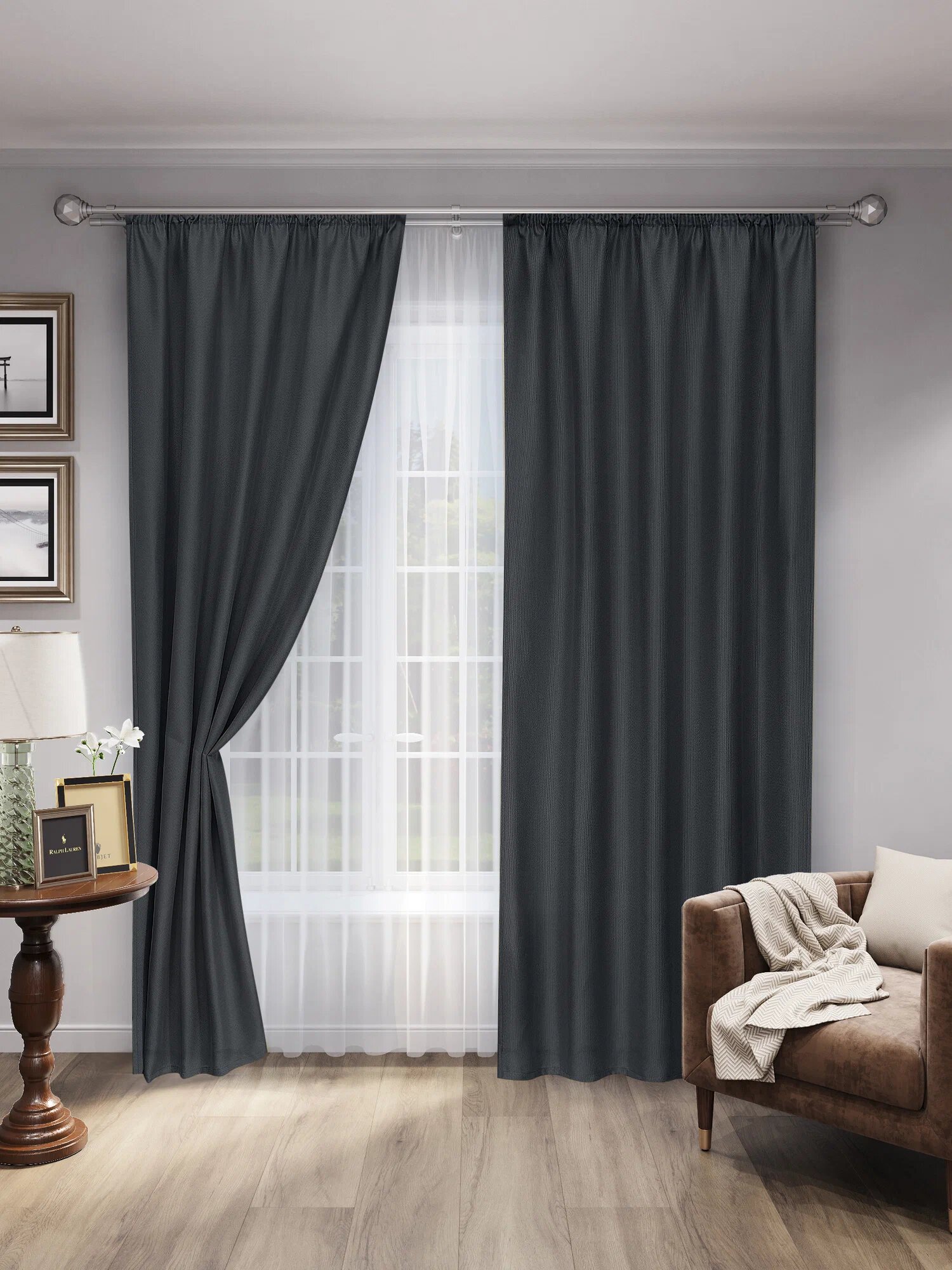 Плотные шторы Рогожка 200х260, 2 шт в комплекте