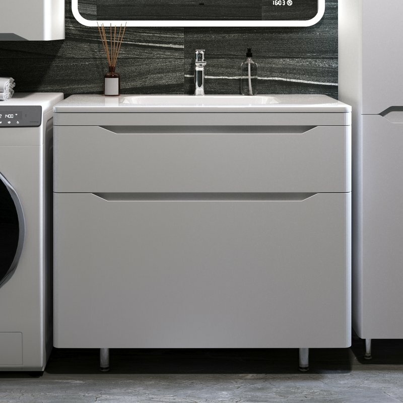 Тумба с раковиной Style Line Марелла 90 напольная, белая матовая