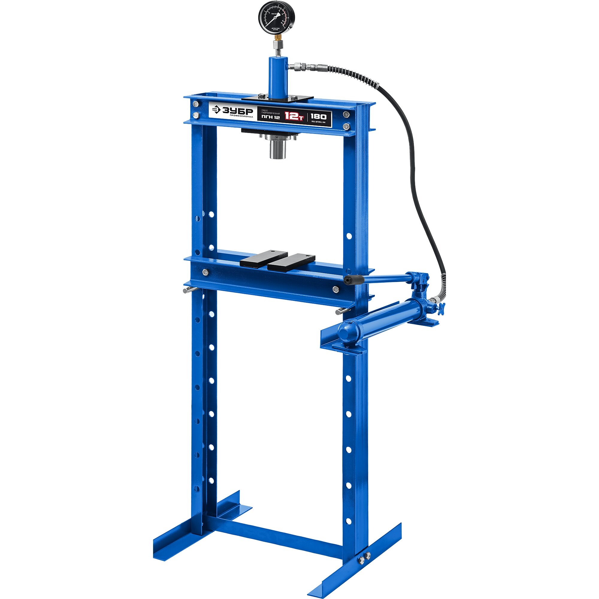 Гидравлический пресс ЗУБР Профессионал ПГН-12 12 т с гидронасосом и манометром
