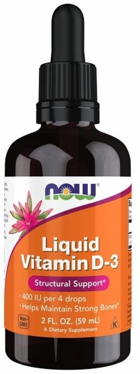 Биологически активная добавка, NOW Foods, жидкий витамин D3, 10 мкг (400 МЕ), 59 мл