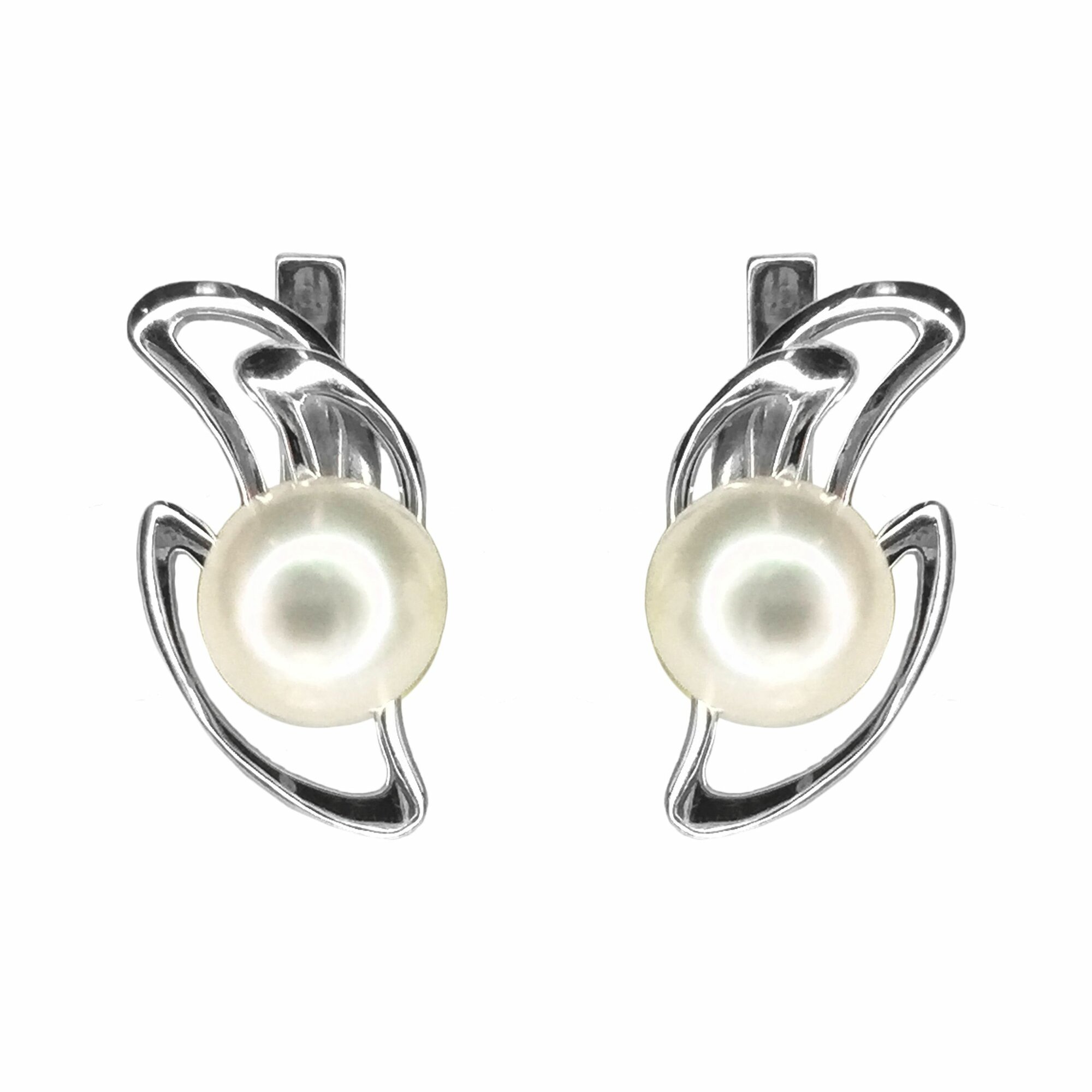 Набор серег, серебро, 925 проба, родирование, жемчуг